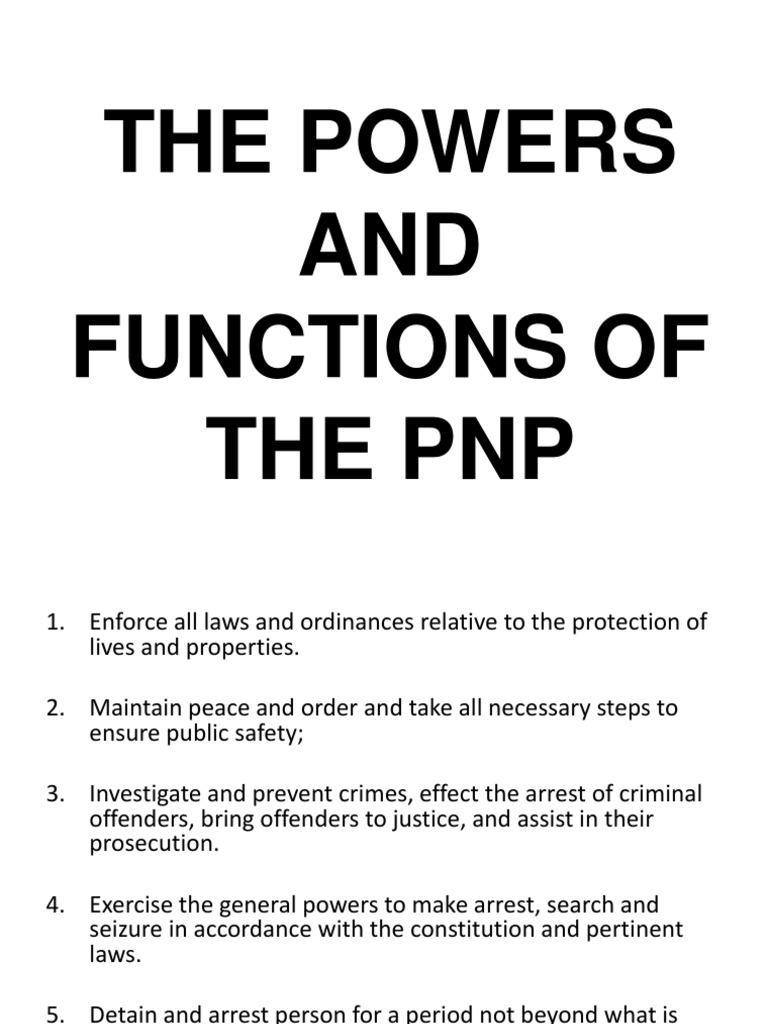 The Powers and Functions of The PNP | PDF