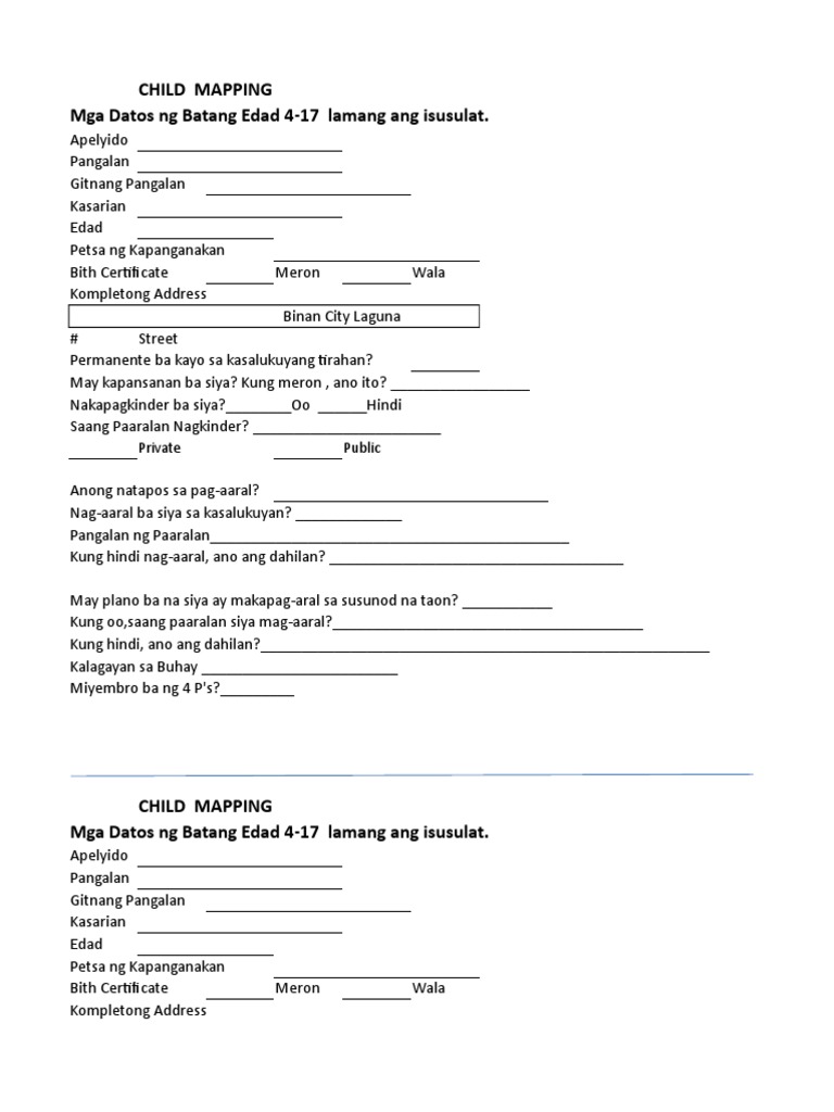 Child Mapping Tagalog | PDF