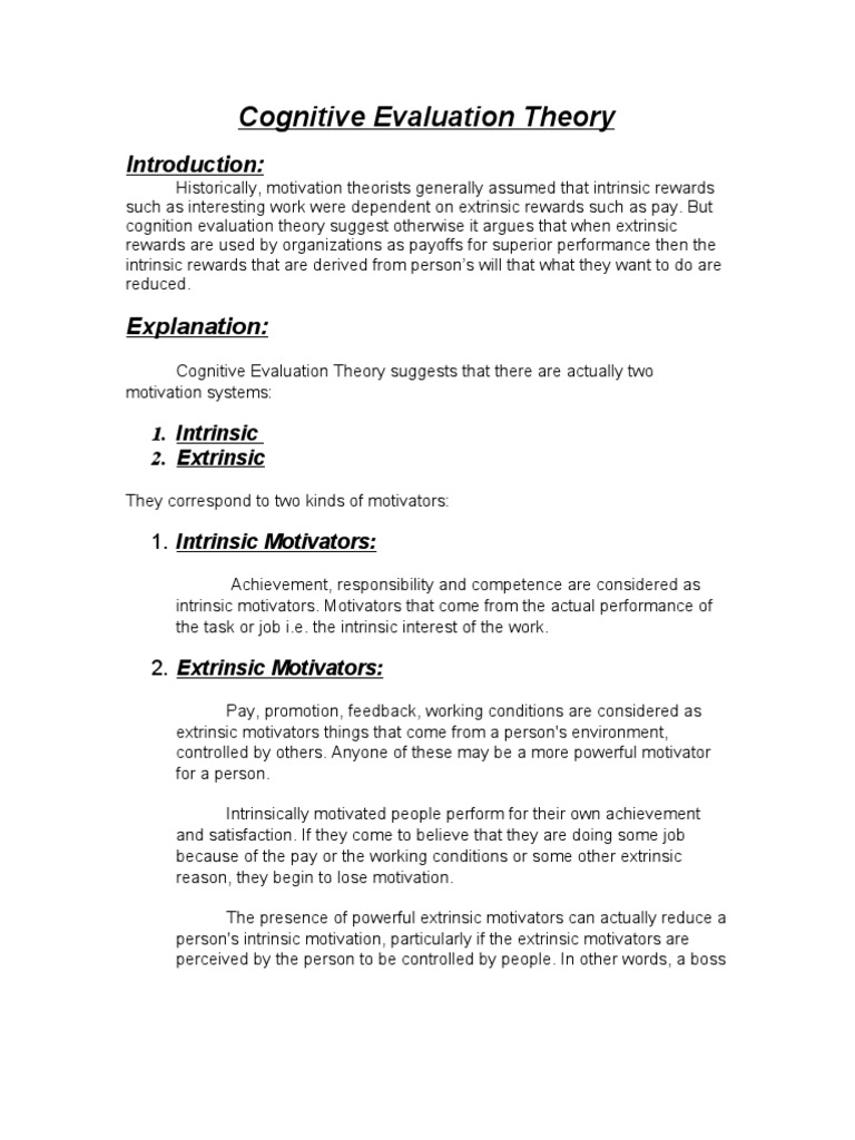 Cognitive Evaluation Theory | PDF | Motivation | Motivational