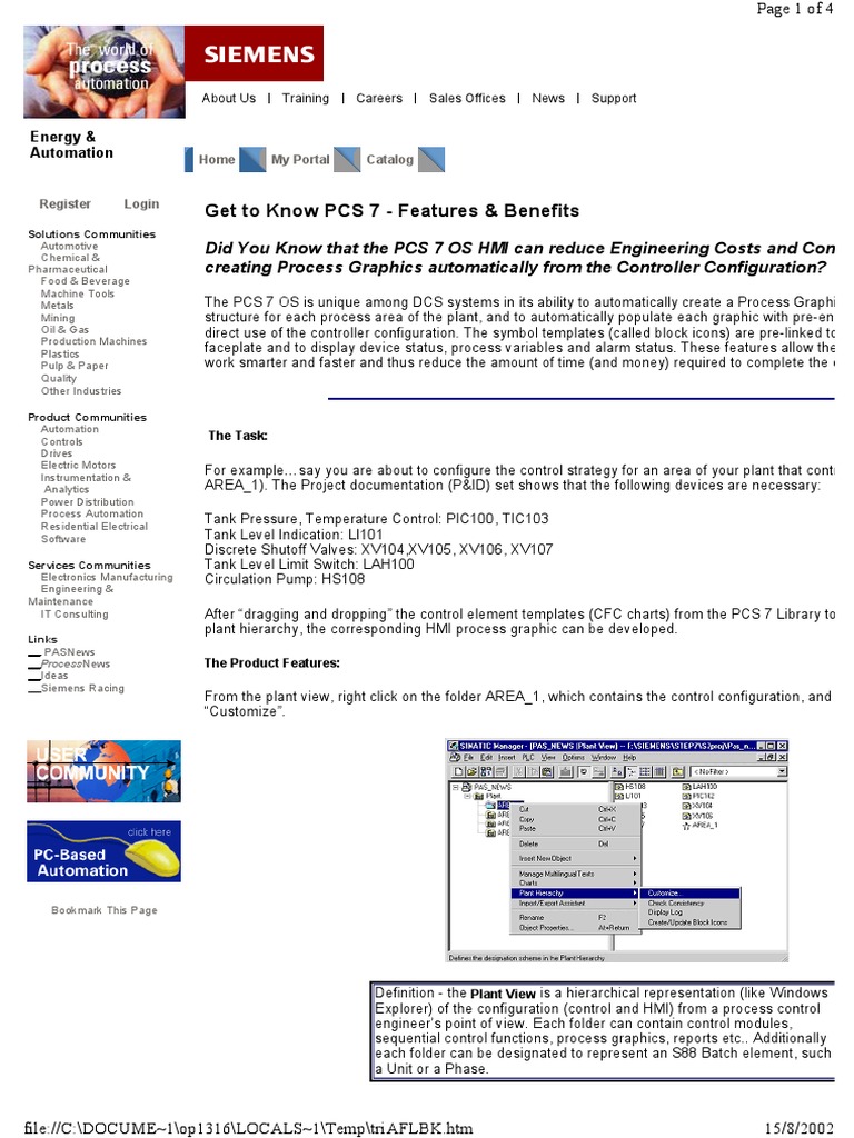 Get To Know PCS 7 - Features & Benefits | PDF | Automation | Computing