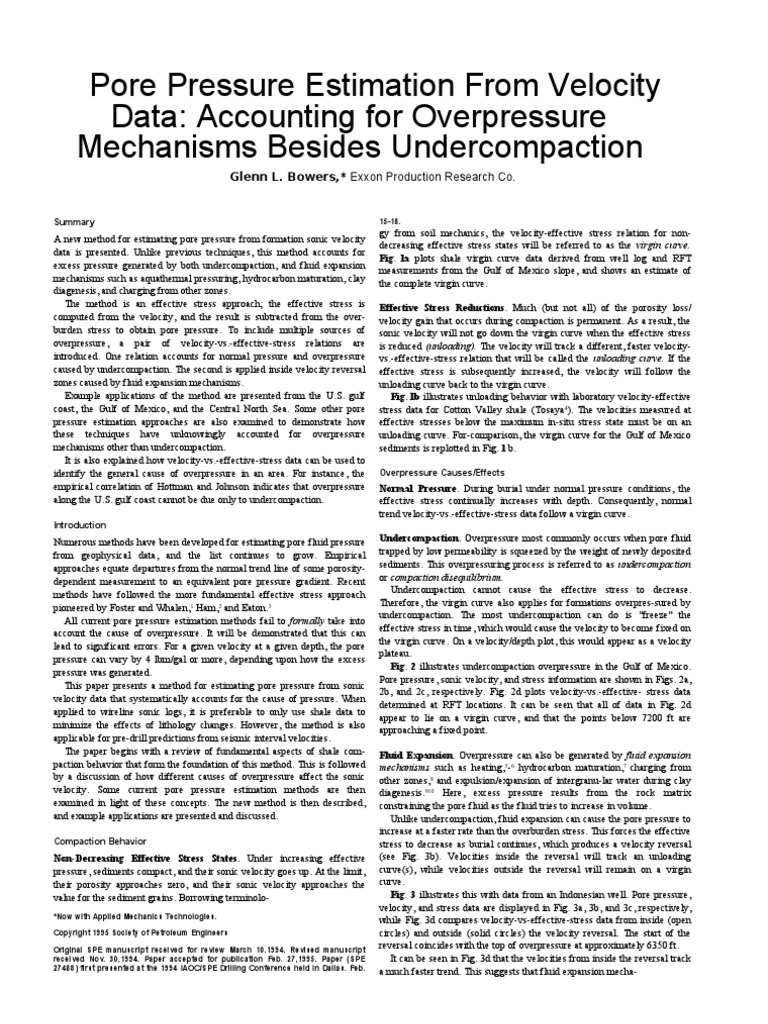 Bowers Method | PDF | Porosity | Pressure