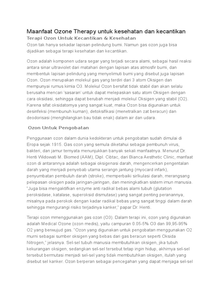 Ozon & Suplemen Therapy | PDF