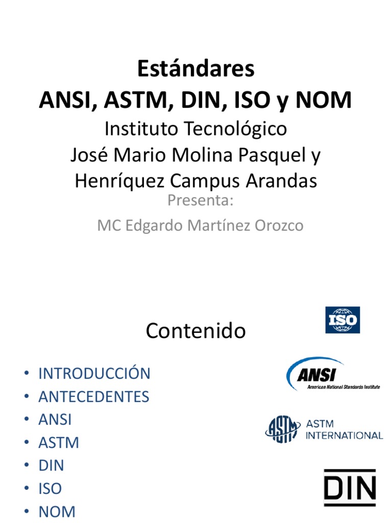 Estándares ANSI, ASTM, DIN, ISO y NOM | PDF | La referencia funciona | Ingeniería