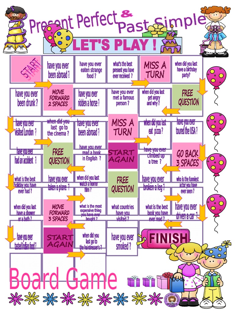 Present Perfect Versus Past Simple Board Game Fun Activities Games ...