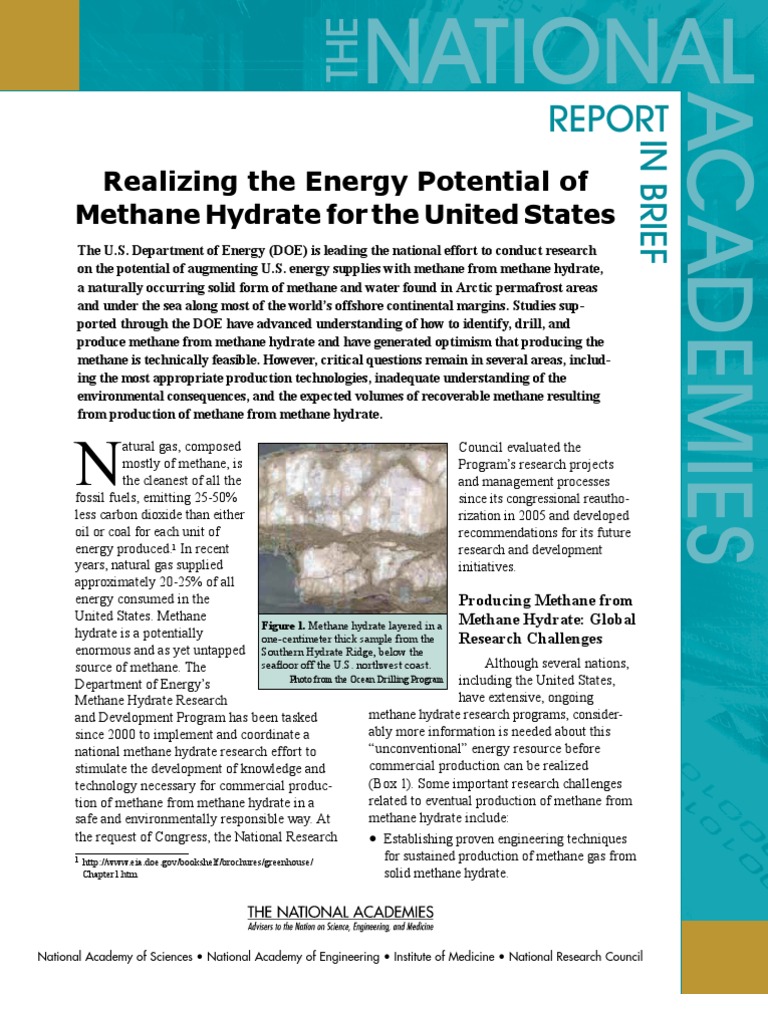 Realizing The Energy Potential of Methane Hydrate For The United States ...