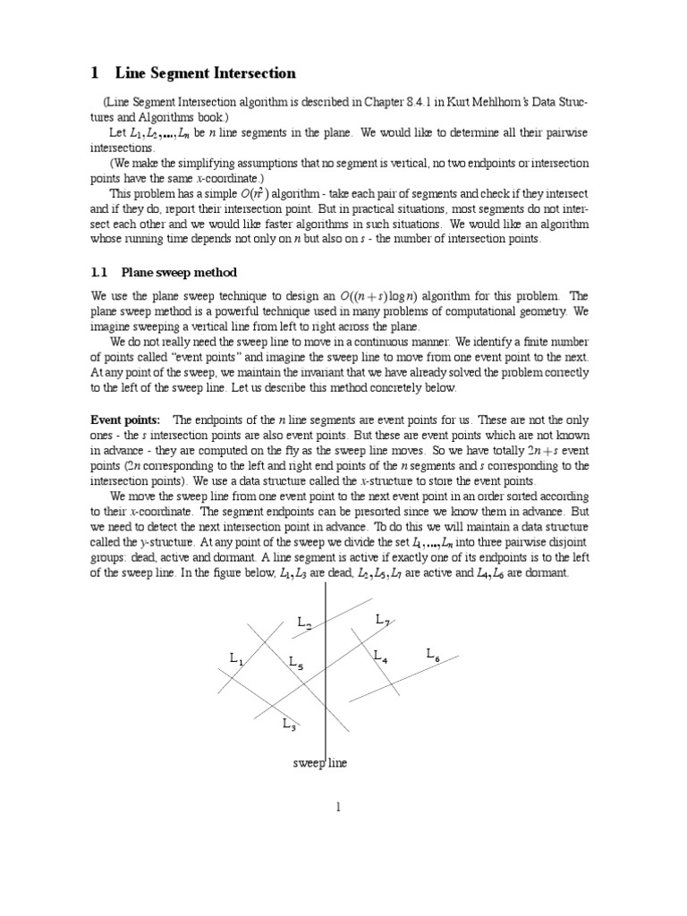 1 Line Segment Intersection: 1.1 Plane Sweep Method | PDF | Vertex ...