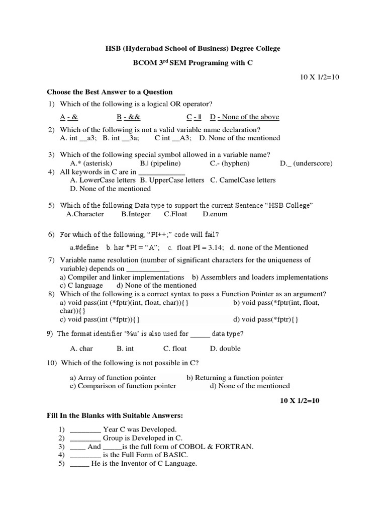 Bcom Ii Year | Download Free PDF | C (Programming Language) | Pointer (Computer Programming)
