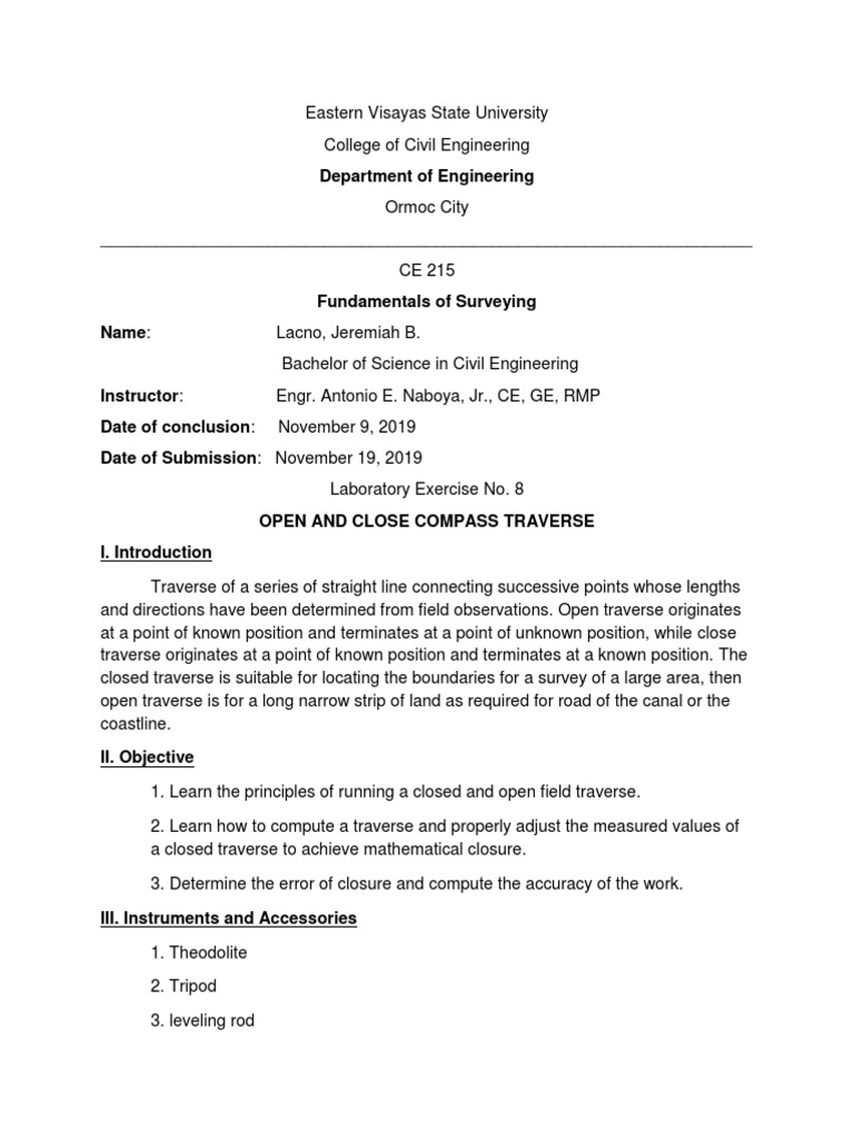 Open and Closed Traverse | PDF | Surveying | Scientific Observation