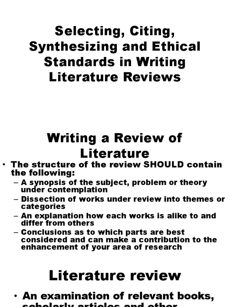 Selecting, Citing, Synthesizing and Ethical Standards | PDF | Citation ...