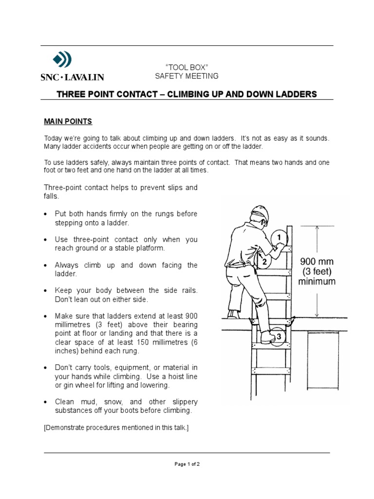 Three Point Contact - Climbing Up & Down Ladders | PDF