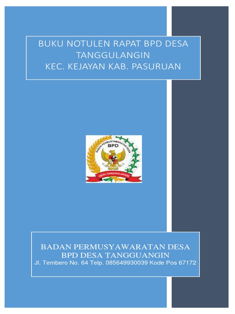 Cover Buku Notulen Rapat BPD Desa Tanggulangin Kec | PDF | Agama ...