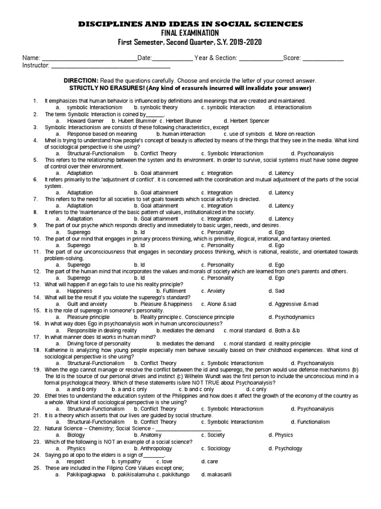 Diss Final Exam | PDF | Id | Epistemology