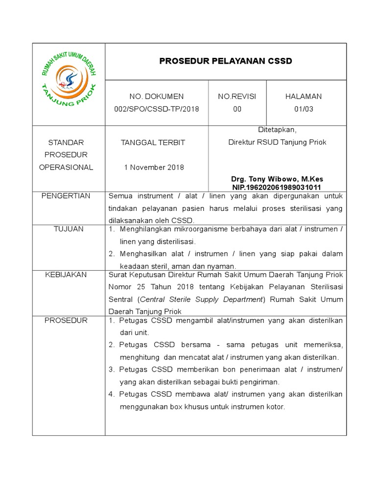 002 - Sop Pelayanan CSSD | PDF