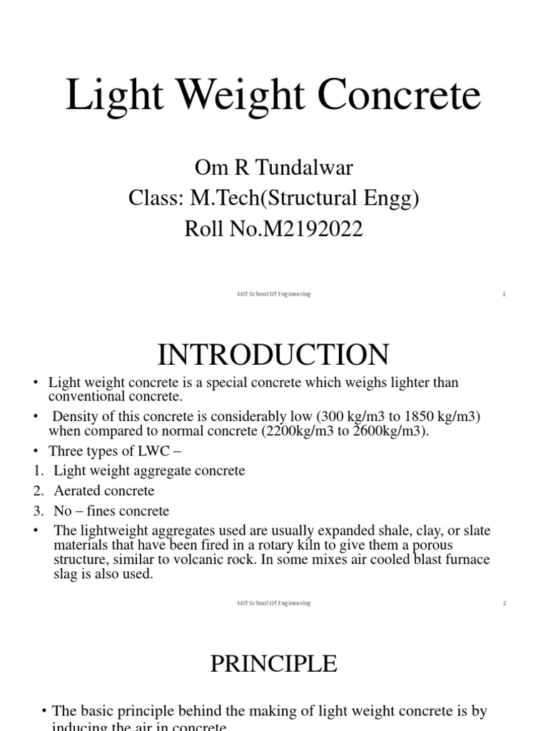 Lightweight Concrete Overview and Applications | PDF | Construction ...