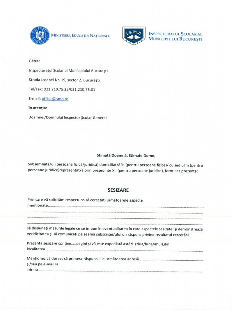 Model Sesizare PDF | PDF