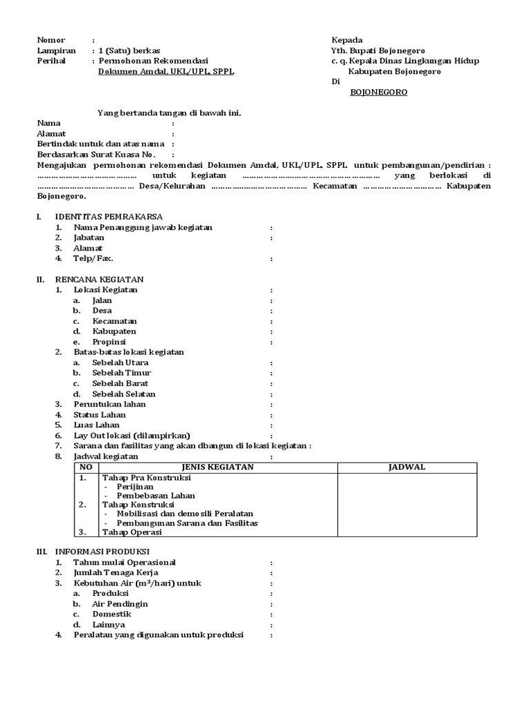 Form SPPL, Ukl-Upl, Amdal | PDF