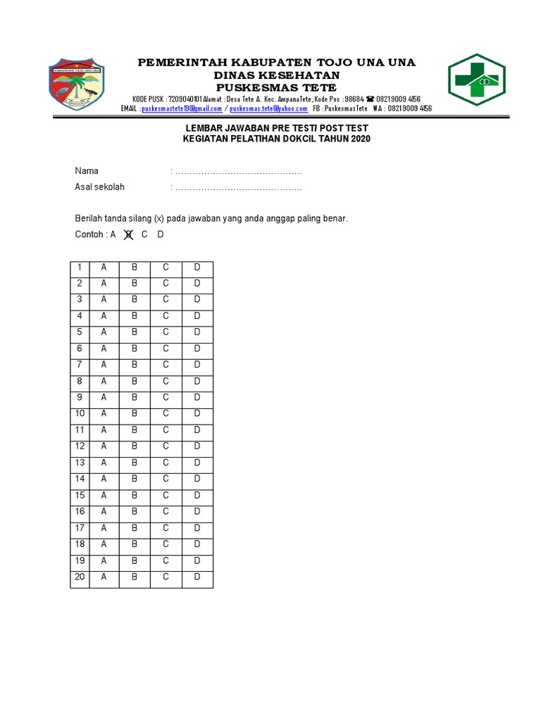Lembar Jawaban Pre Test | PDF