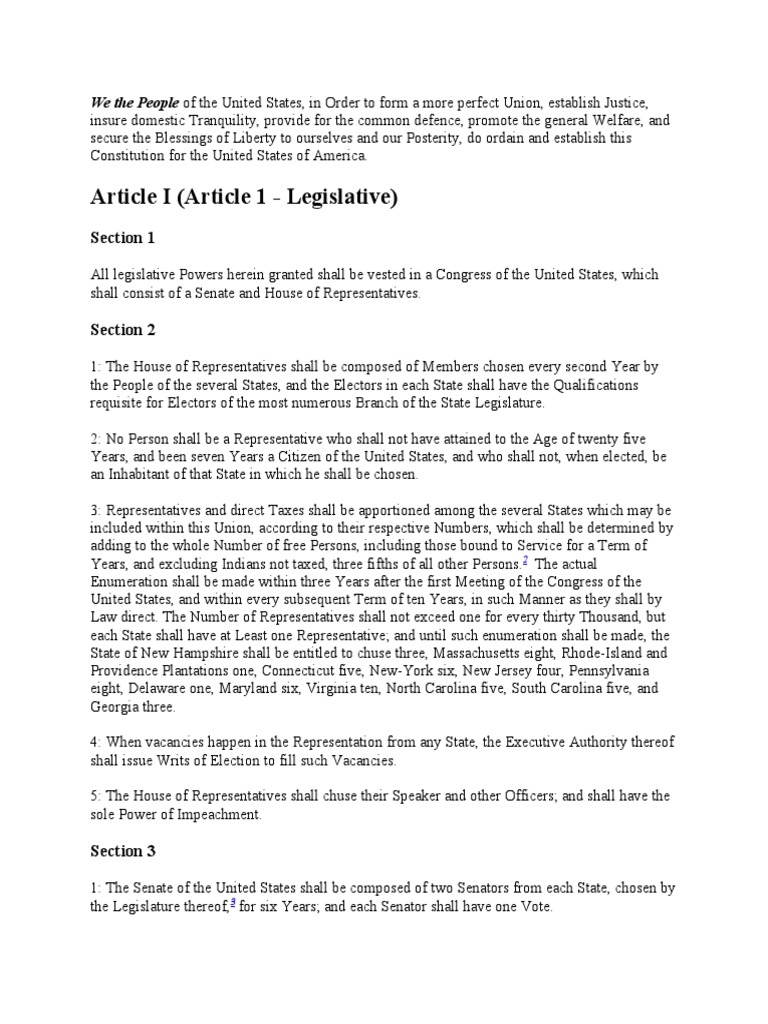 United States Constitution | PDF | U.S. State | United States Senate