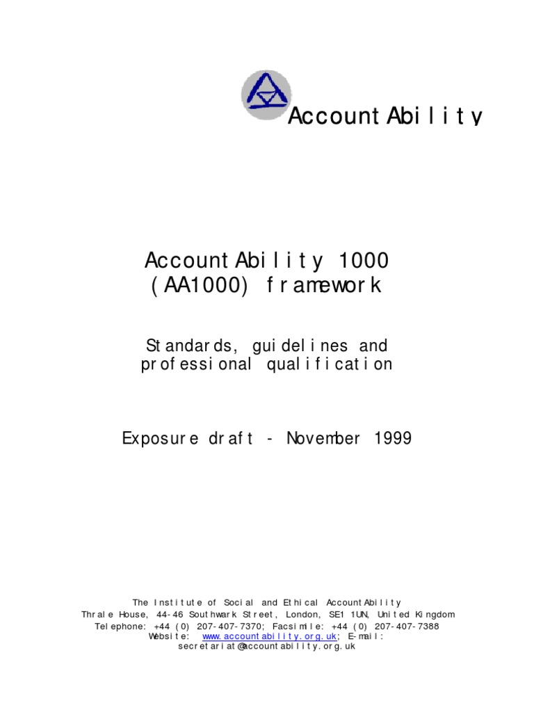 AA1000 Framework 1999 | PDF | Audit | Stakeholder (Corporate)