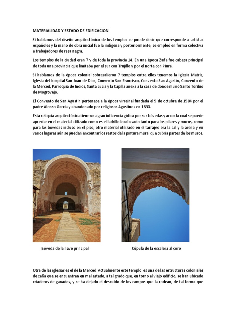 Materialidad y Estado de Edificacion | PDF | Iglesia (edificio) | Bóveda (Arquitectura)