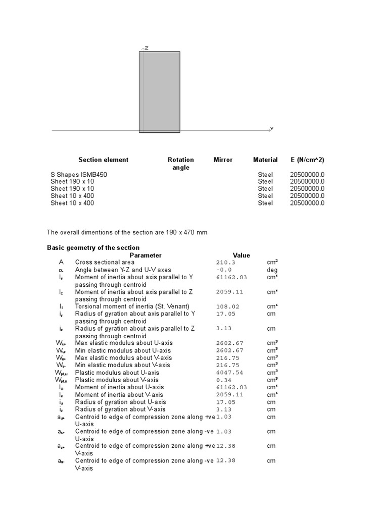 Ismb 450 10 | PDF | Cartesian Coordinate System | Young's Modulus