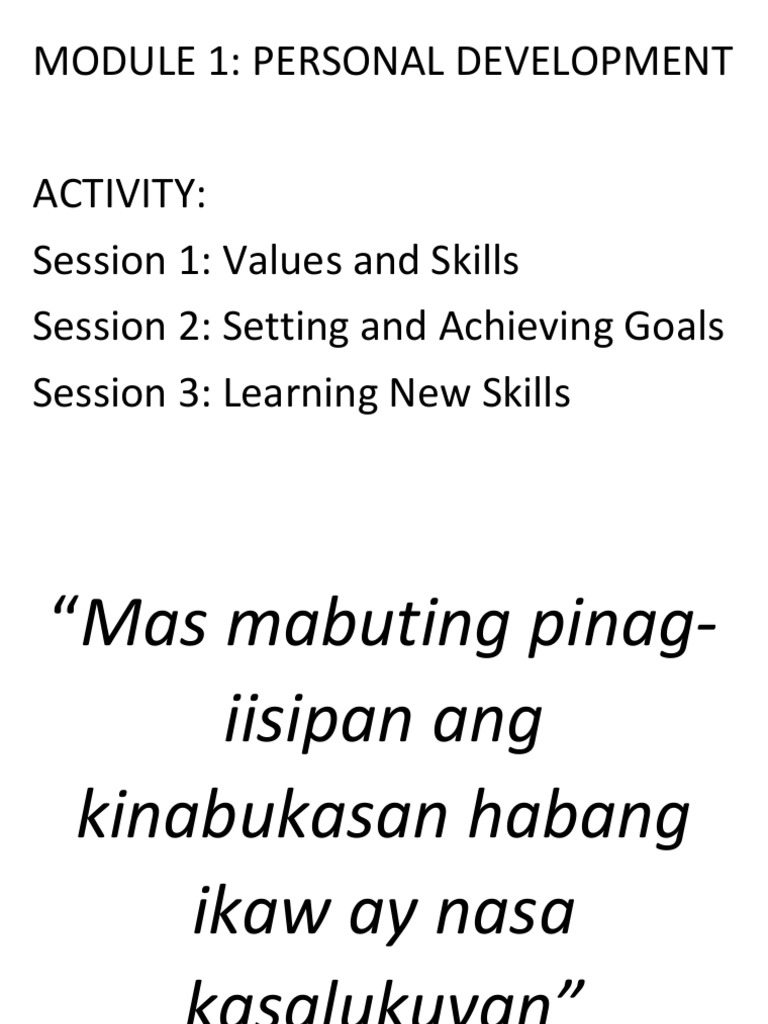 Module 1 Personal Development Sessions | PDF