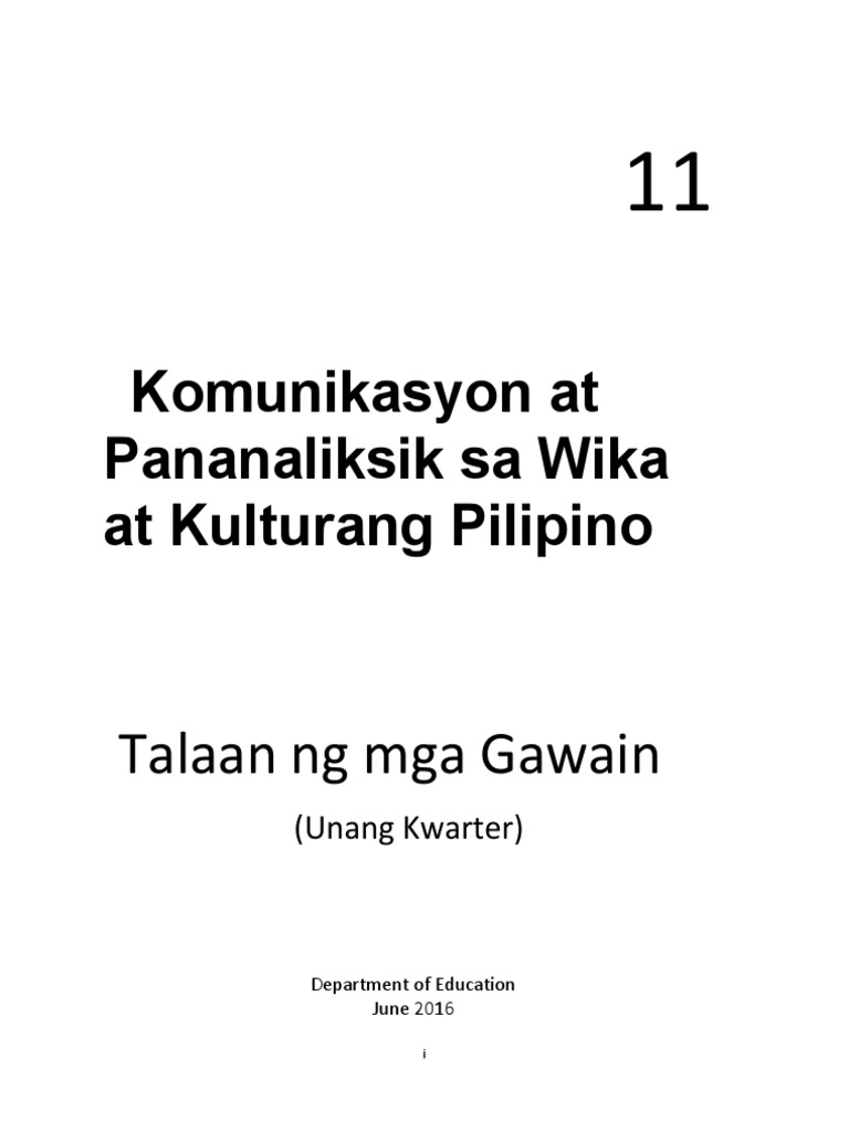 Komunikasyon at Pananaliksik Sa Wika | PDF