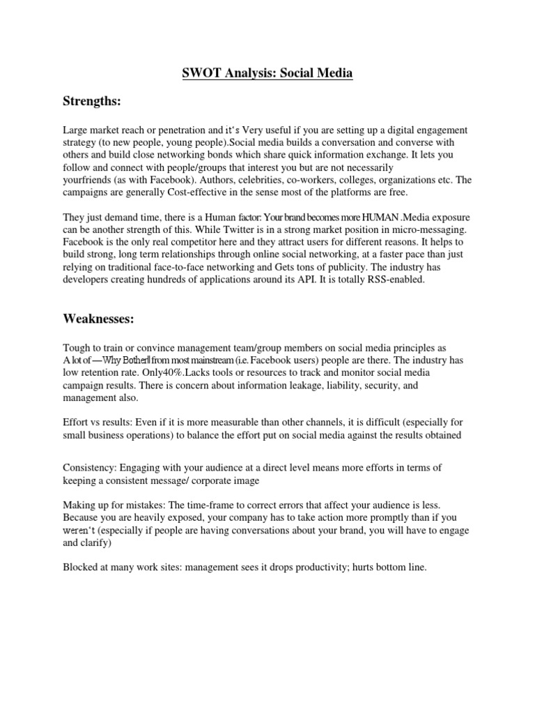 SWOT Analysis Project Report | PDF | Social Media | Popular Culture ...