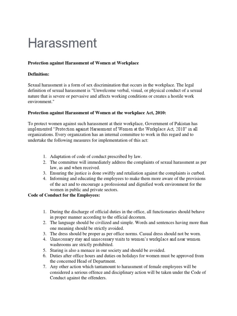 Harassment Policy Nestle Pakistan | PDF | Sexual Harassment | Ethical ...