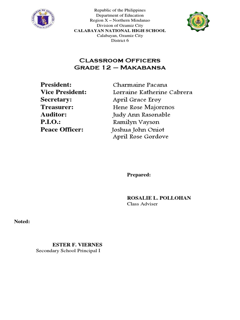 Classroom Officers | PDF