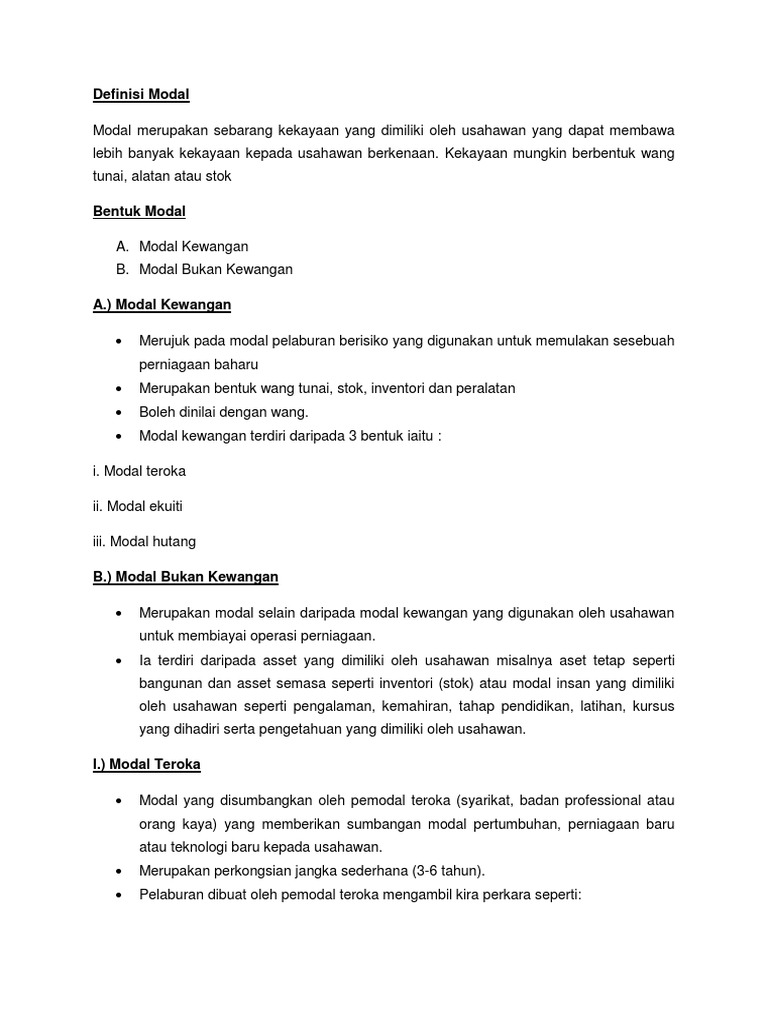 Definisi Modal | PDF
