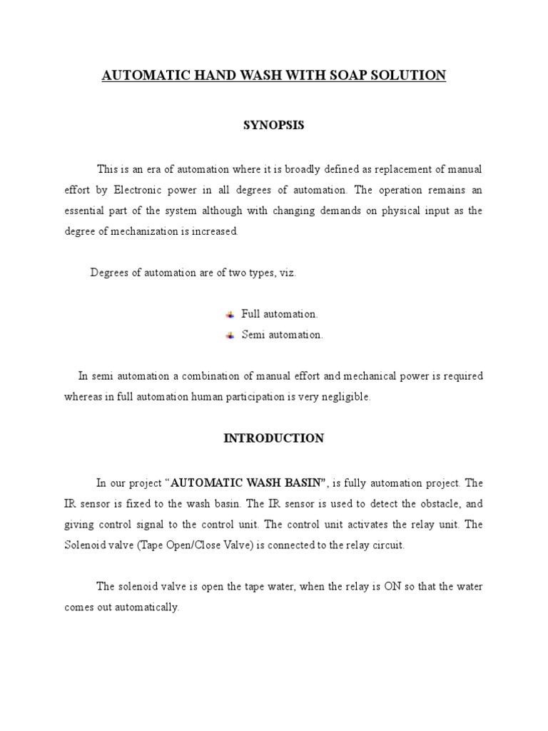 Automatic Hand Wash With Soap Solution | PDF