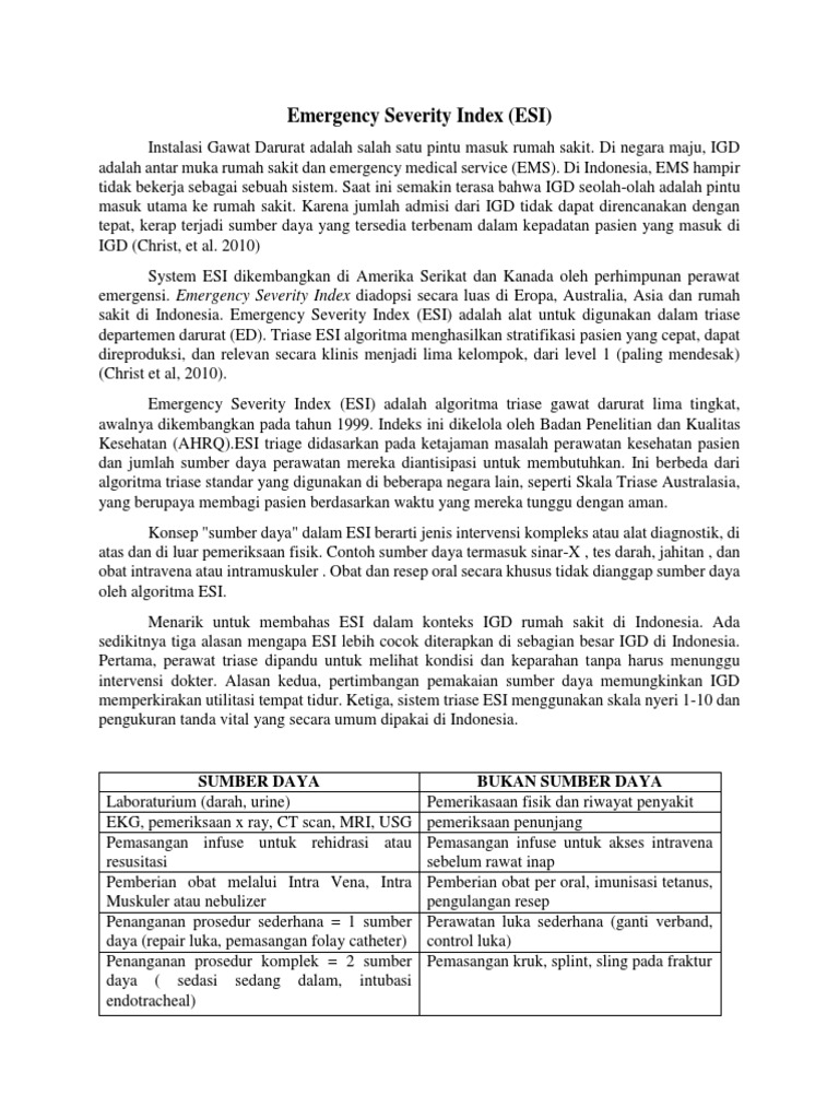 Emergency Severity Index | PDF