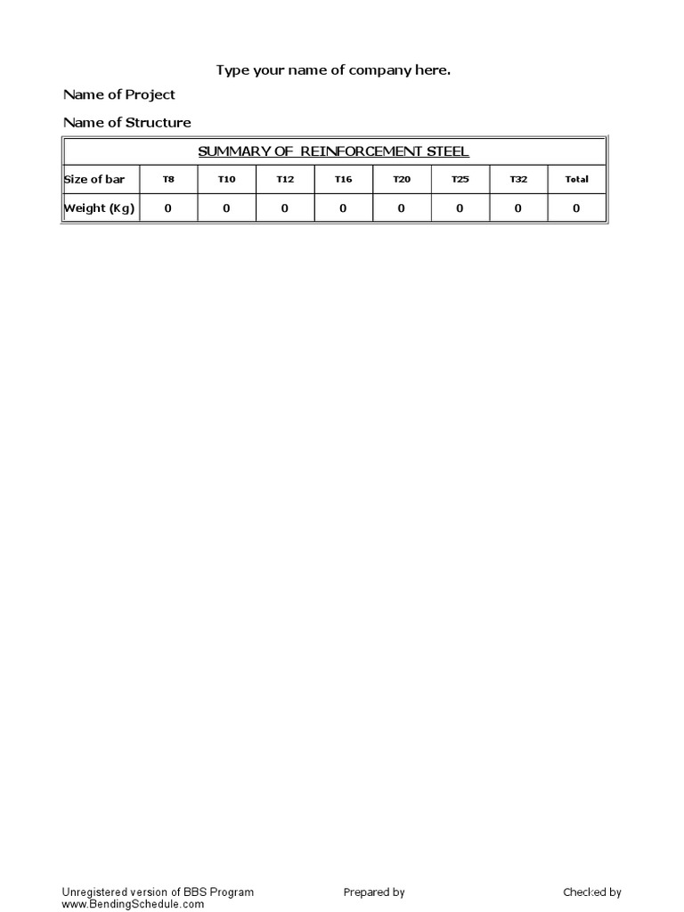 Footing BBS Format for Excel | PDF