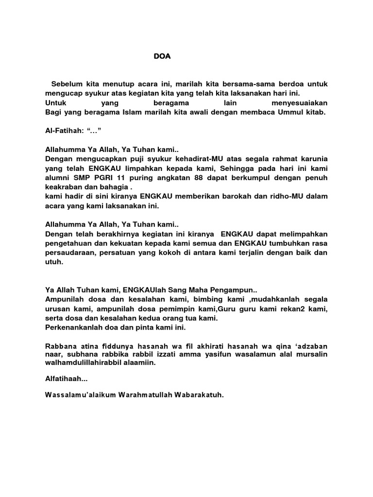 Doa Reuni | PDF | Pengembangan Diri | Gaya Hidup