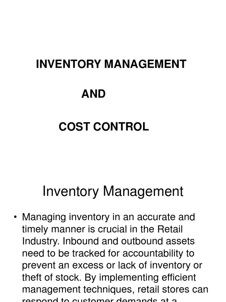 Cost Control and Inventory Management | PDF