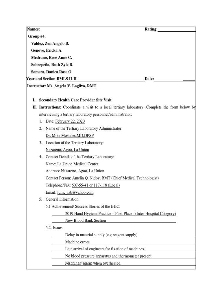 Tertiary Lab Visit Report | PDF