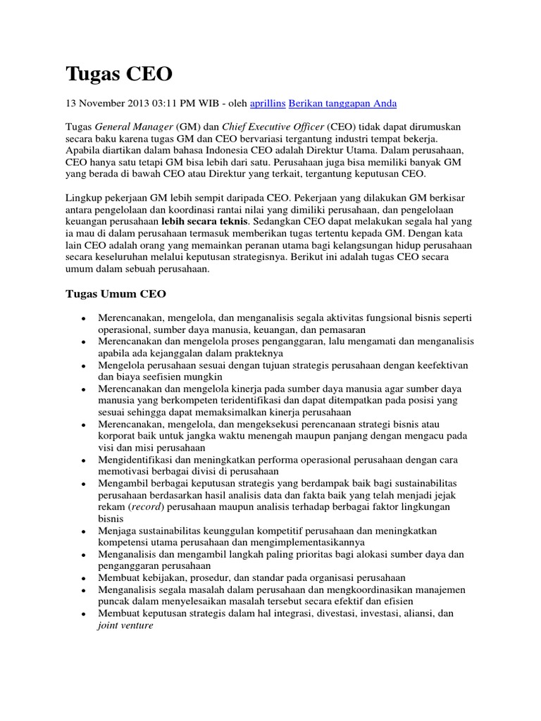 Tugas CEO | PDF