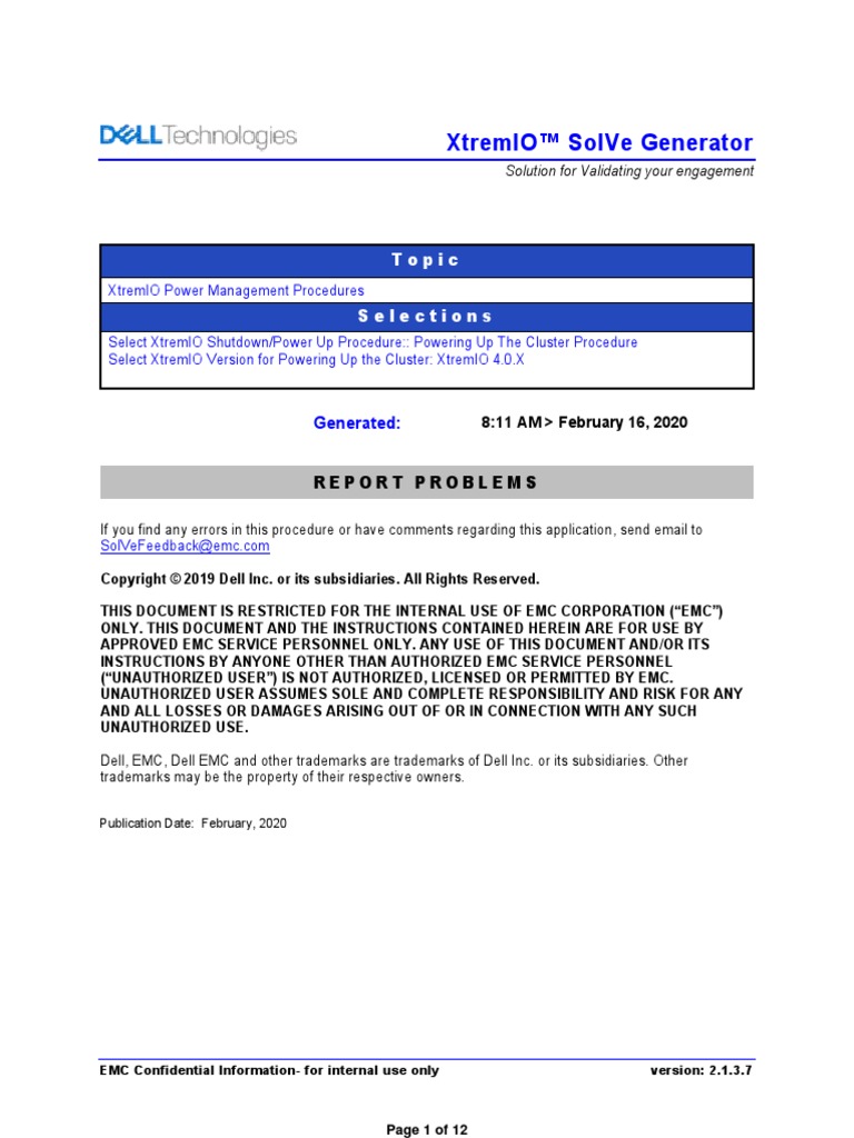 XtremIO - XtremIO Power Management Procedures-Select XtremIO Shutdown ...