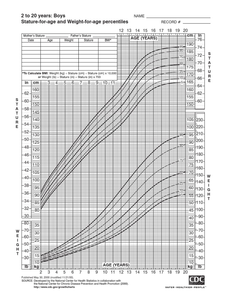 Boys' Growth Charts: Ages 2-20 | PDF