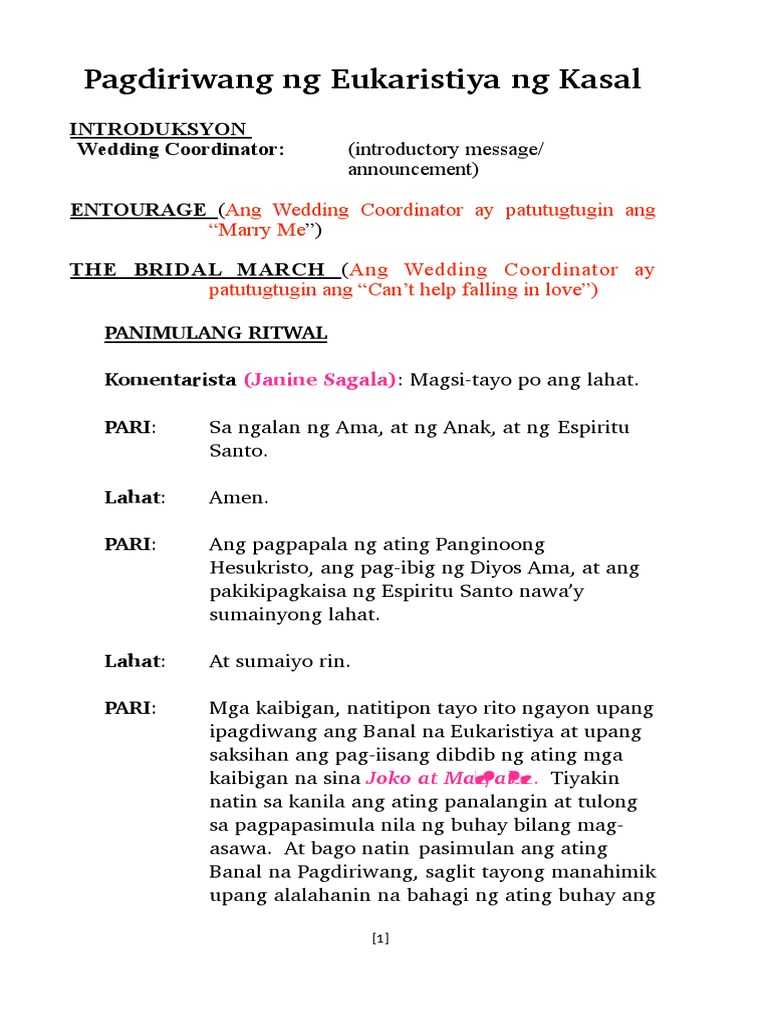 Final Missalette. Tagalog Wedding Rite | PDF