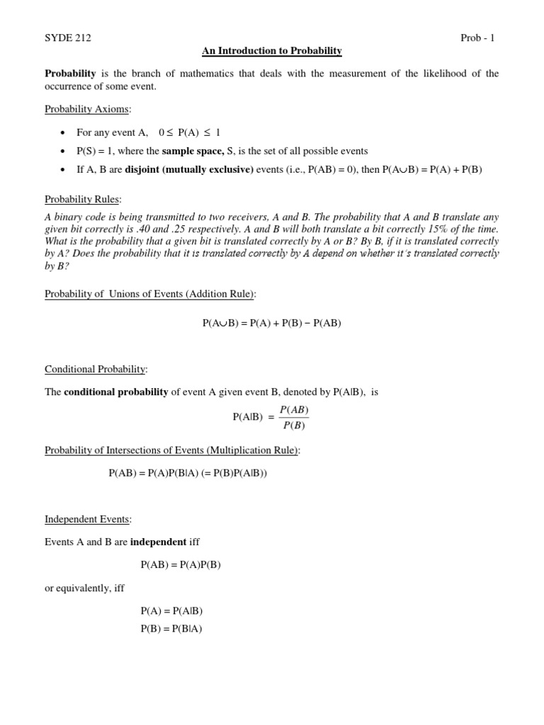 1 Introduction To Probability | PDF | Probability | Probability And ...