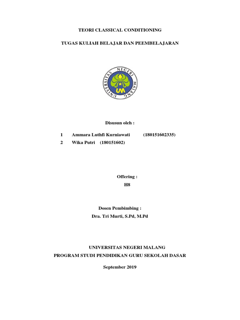 #Aliran Behaviorisme Classical Conditioning Oleh Ivan Pavlov | PDF