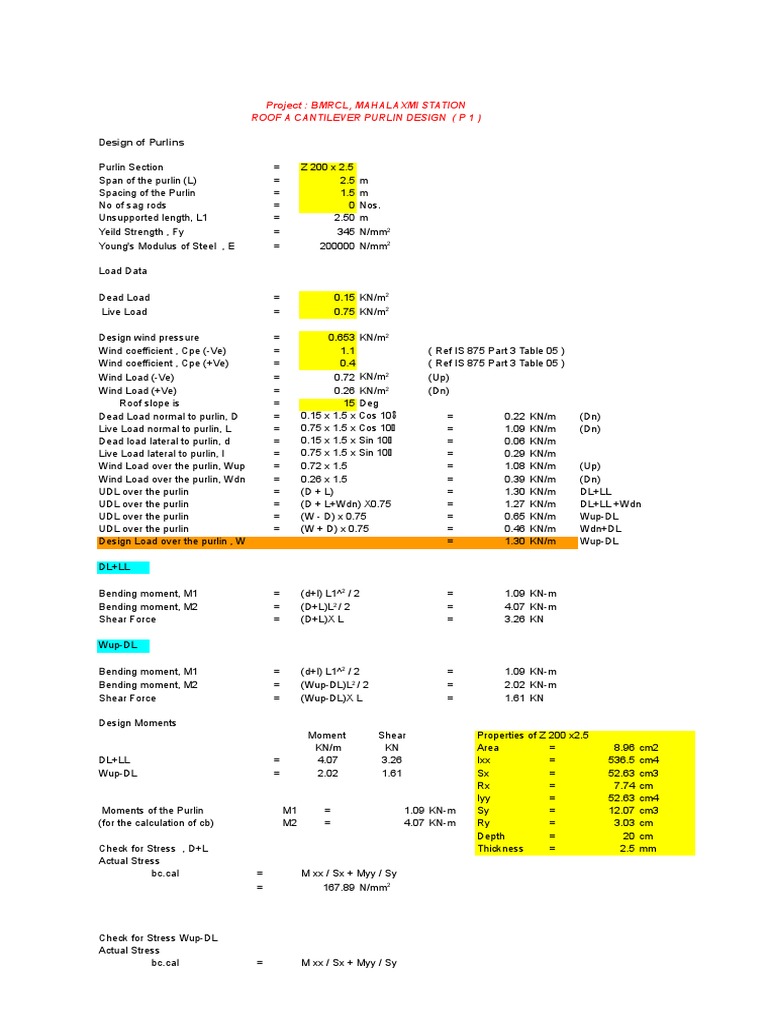 Z-Purlin Design | PDF