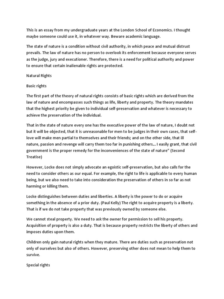 Locke's Natural Rights Theory Explained | PDF | Politics | Social Science