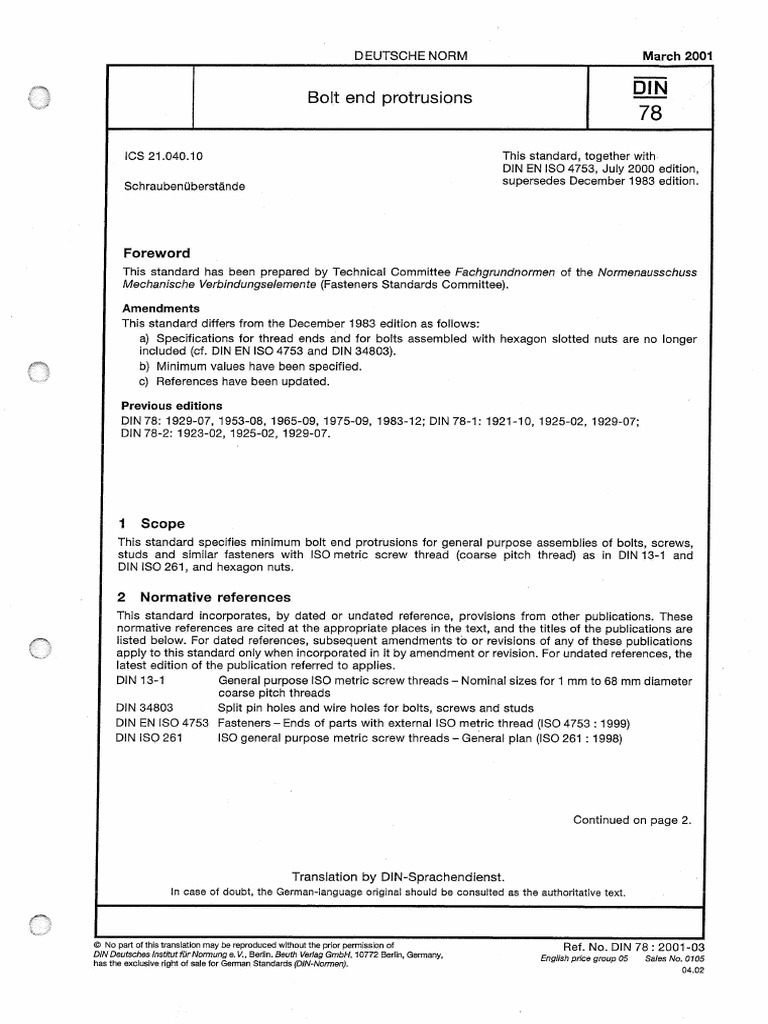 DIN 78 - Stud Length As Per 2P | PDF