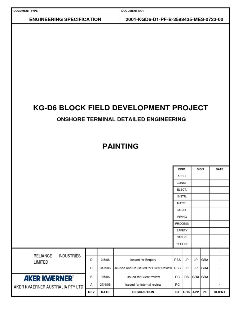 KG-D6 Onshore Terminal Painting Specs | PDF