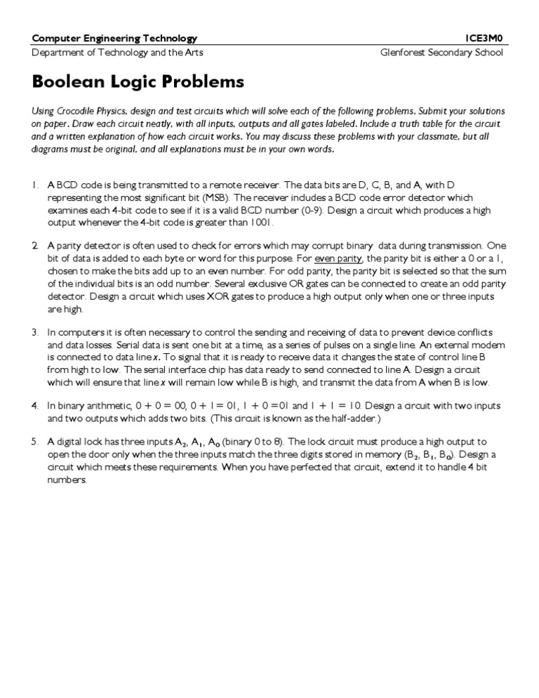 Boo Lean Logic Problems | PDF | Bit | Electronic Engineering