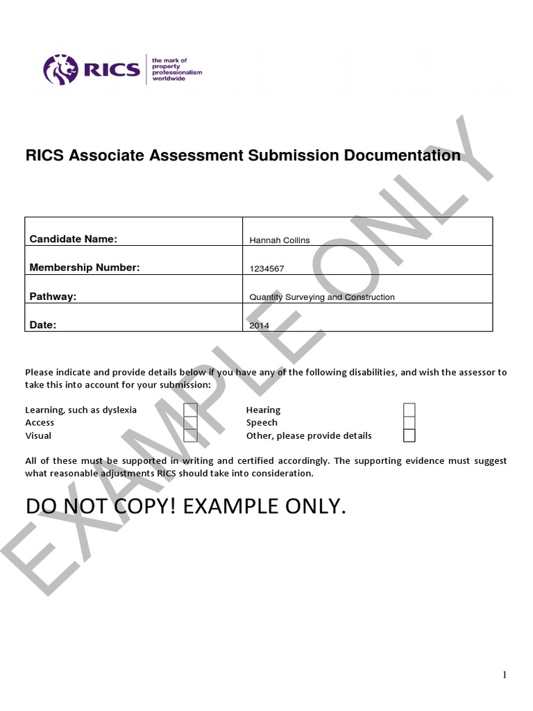 RICS Associate Assessment Submission Documentation | PDF