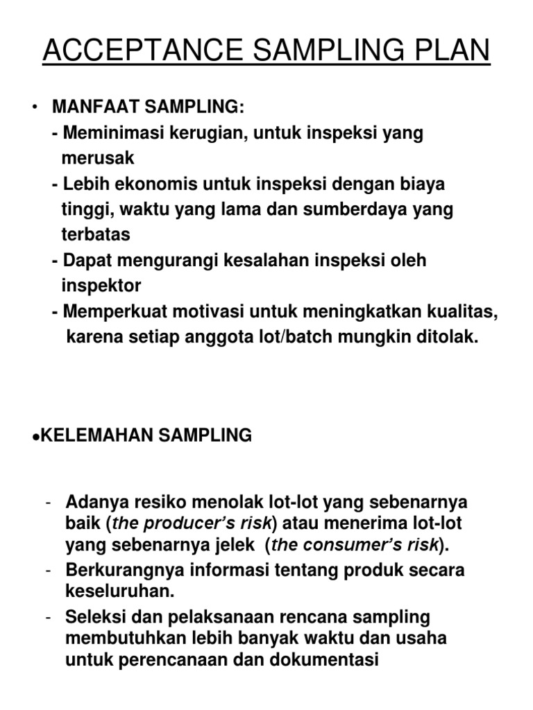 PPMUTU (Acceptance Sampling Plan) | PDF